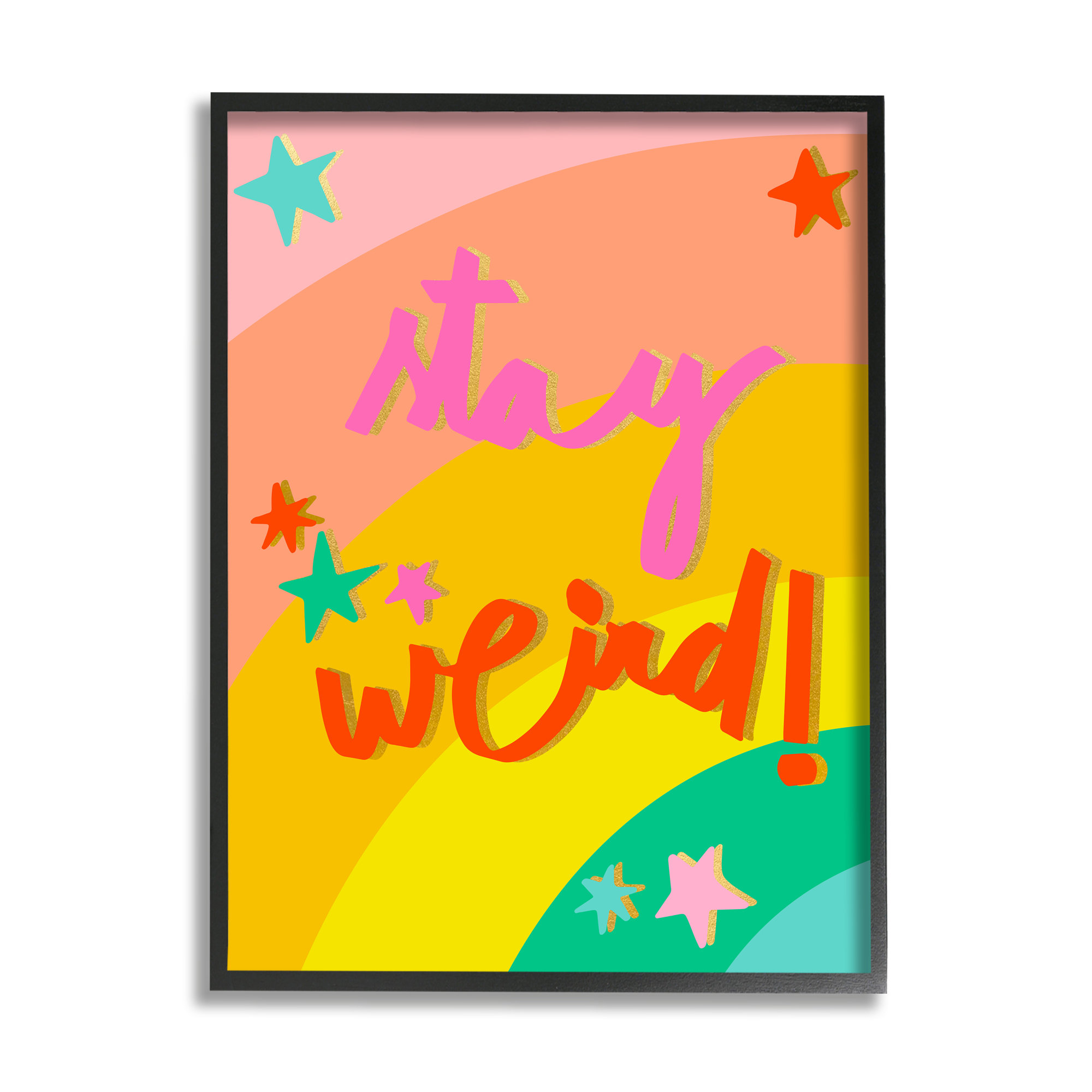Viv + Rae™ Stay Weird Rainbow Stripes Framed Giclee Art Design By Pragya Kothari | Wayfair
